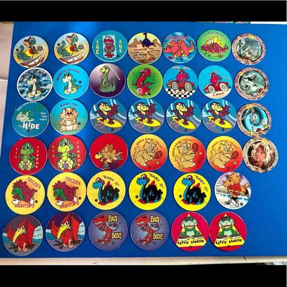 Toys | Vintage 9s Retro Dinosaur Pogs Set Jurassic Park | Poshmark